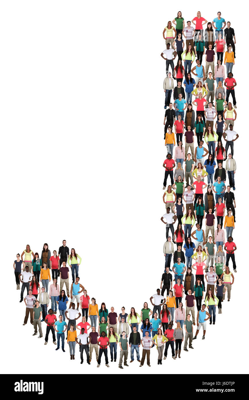Letter J alphabet group of people isolated on a white background Stock ...