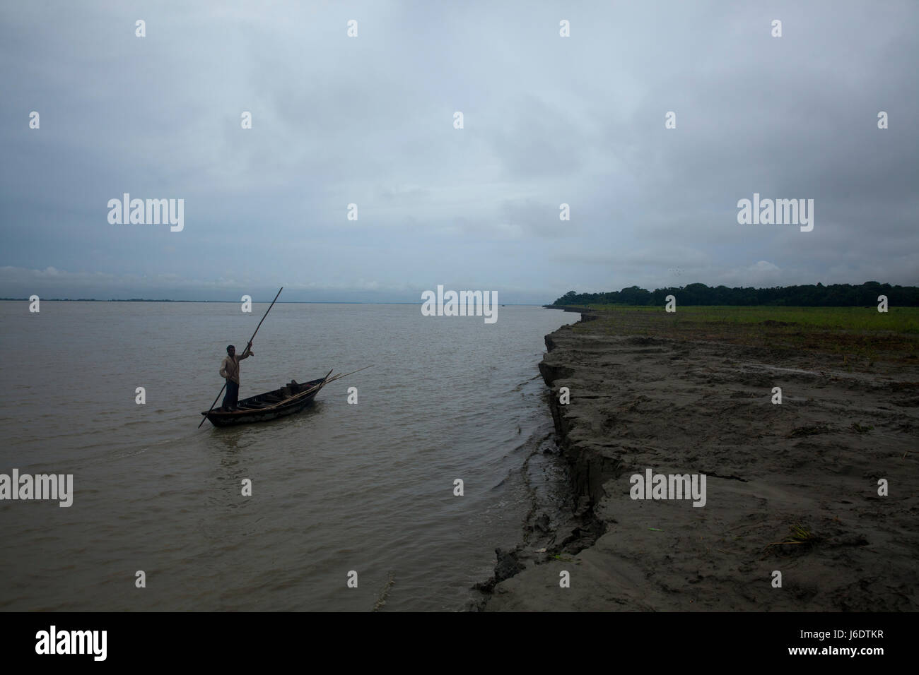 Riverbank damages due to river erosion from the Padma River at Ghior in ...