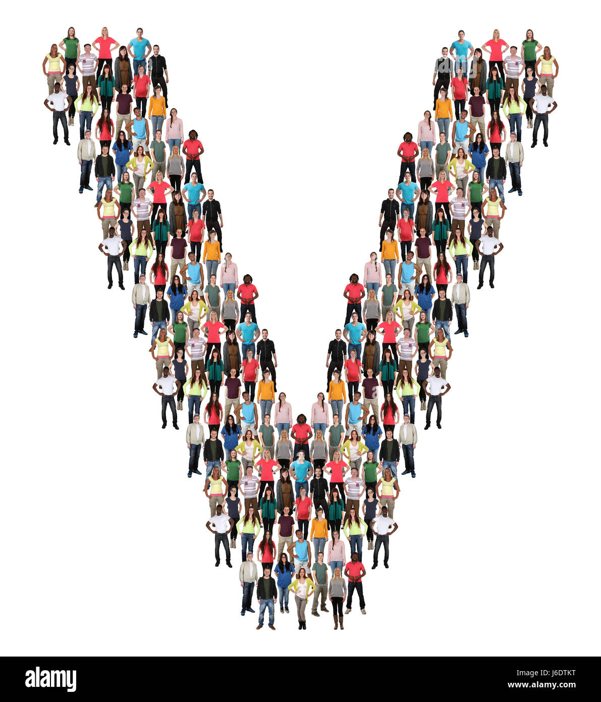 Letter V alphabet group of people isolated on a white background Stock ...