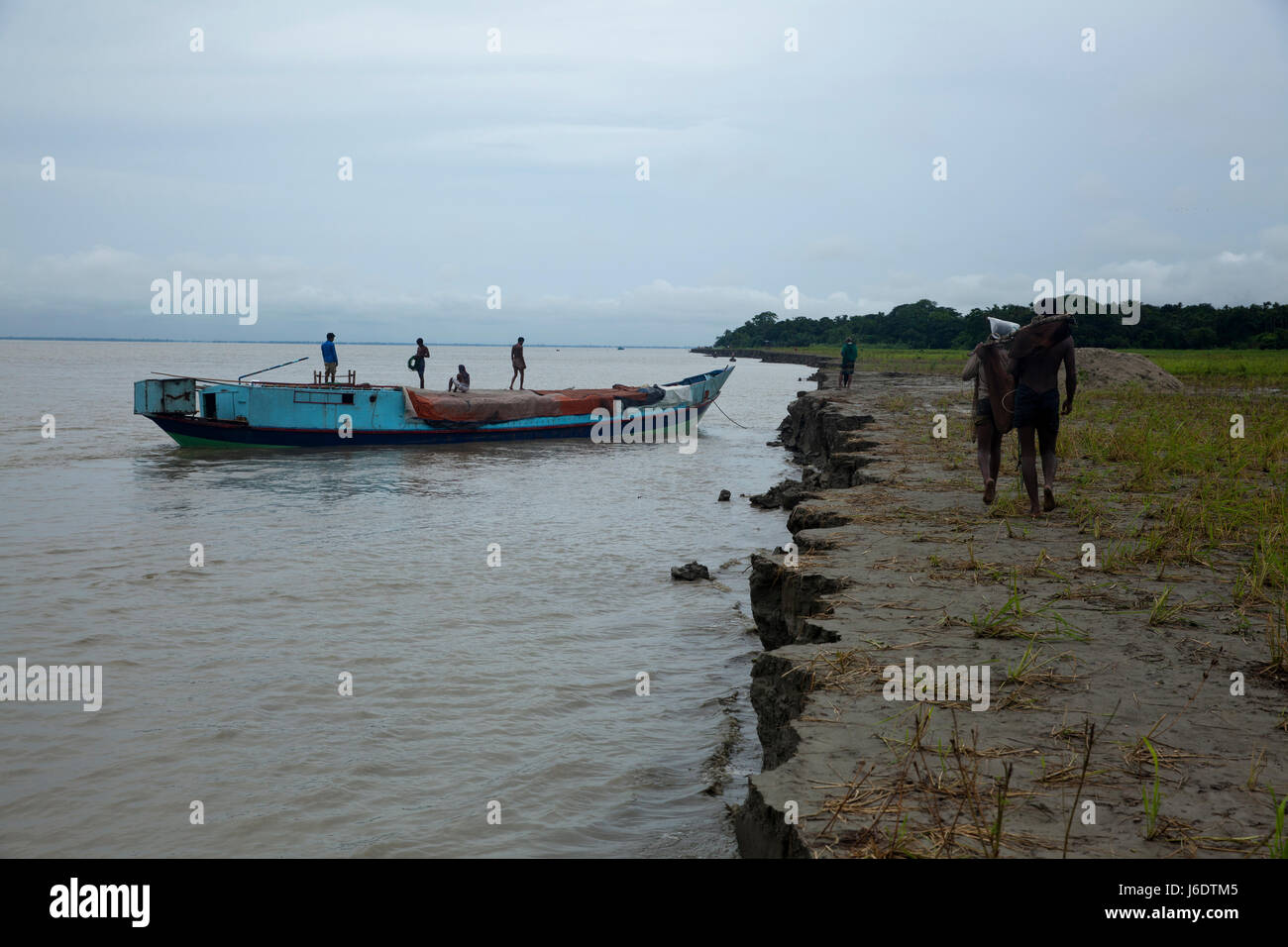 Riverbank damages due to river erosion from the Padma River at Ghior in ...
