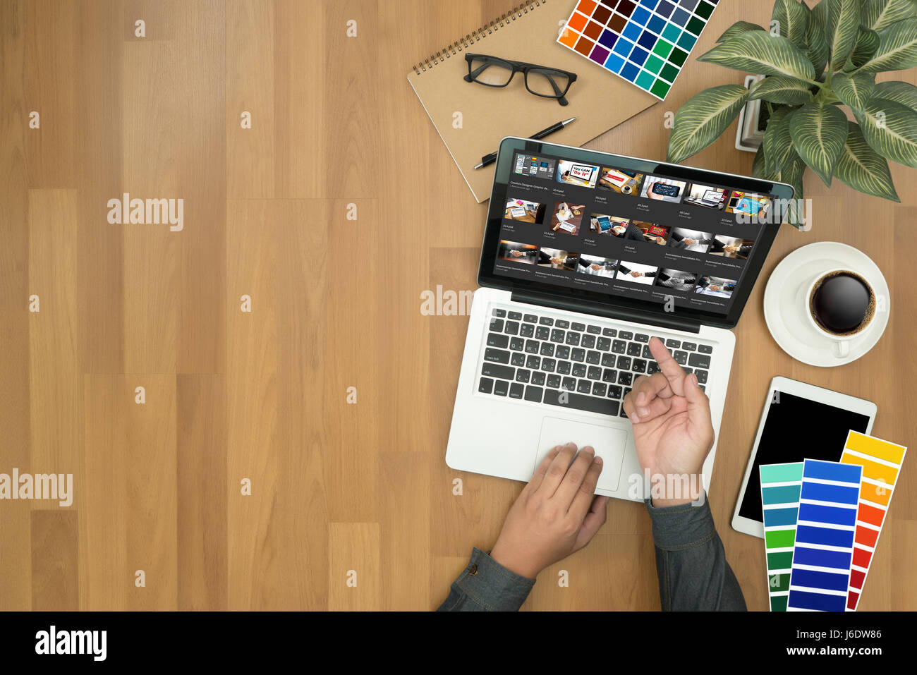 Creative Designer Graphic at work. Color swatch samples, Illustrator ...