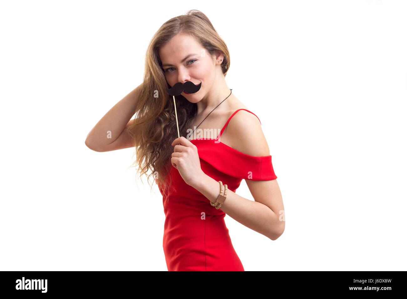 Young woman with cardboard stick Stock Photo - Alamy