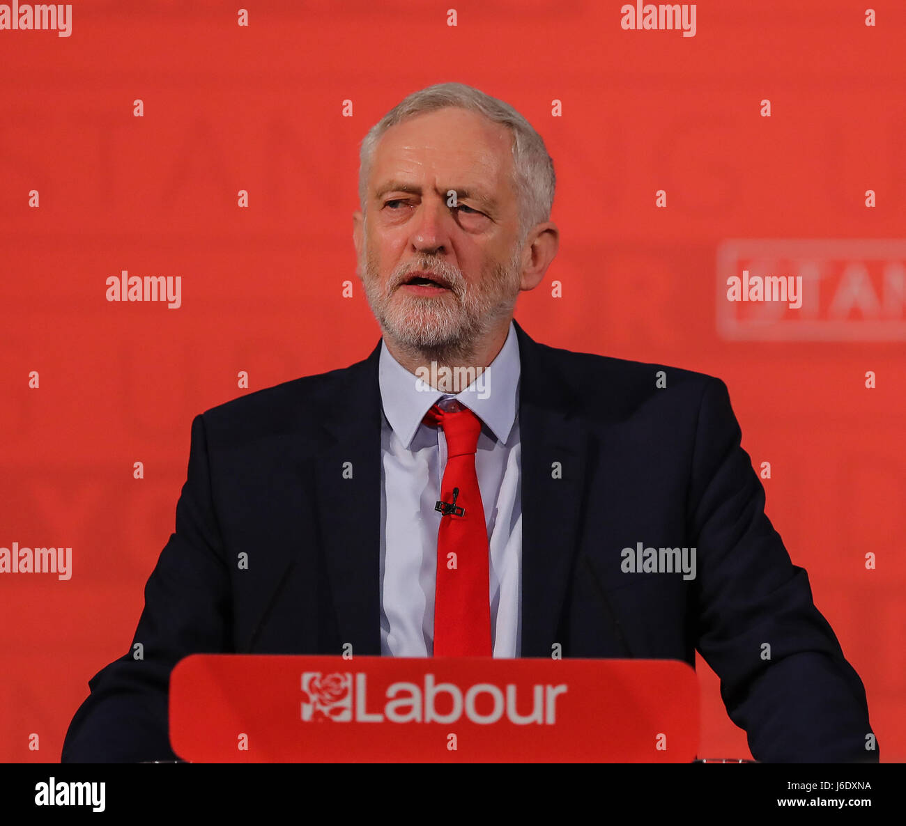 Labour leader Jeremy Corbyn makes his first speech of the 2017 election ...