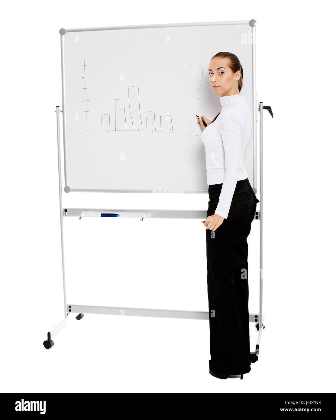 Standing businesswoman making presentation isolated Stock Photo - Alamy