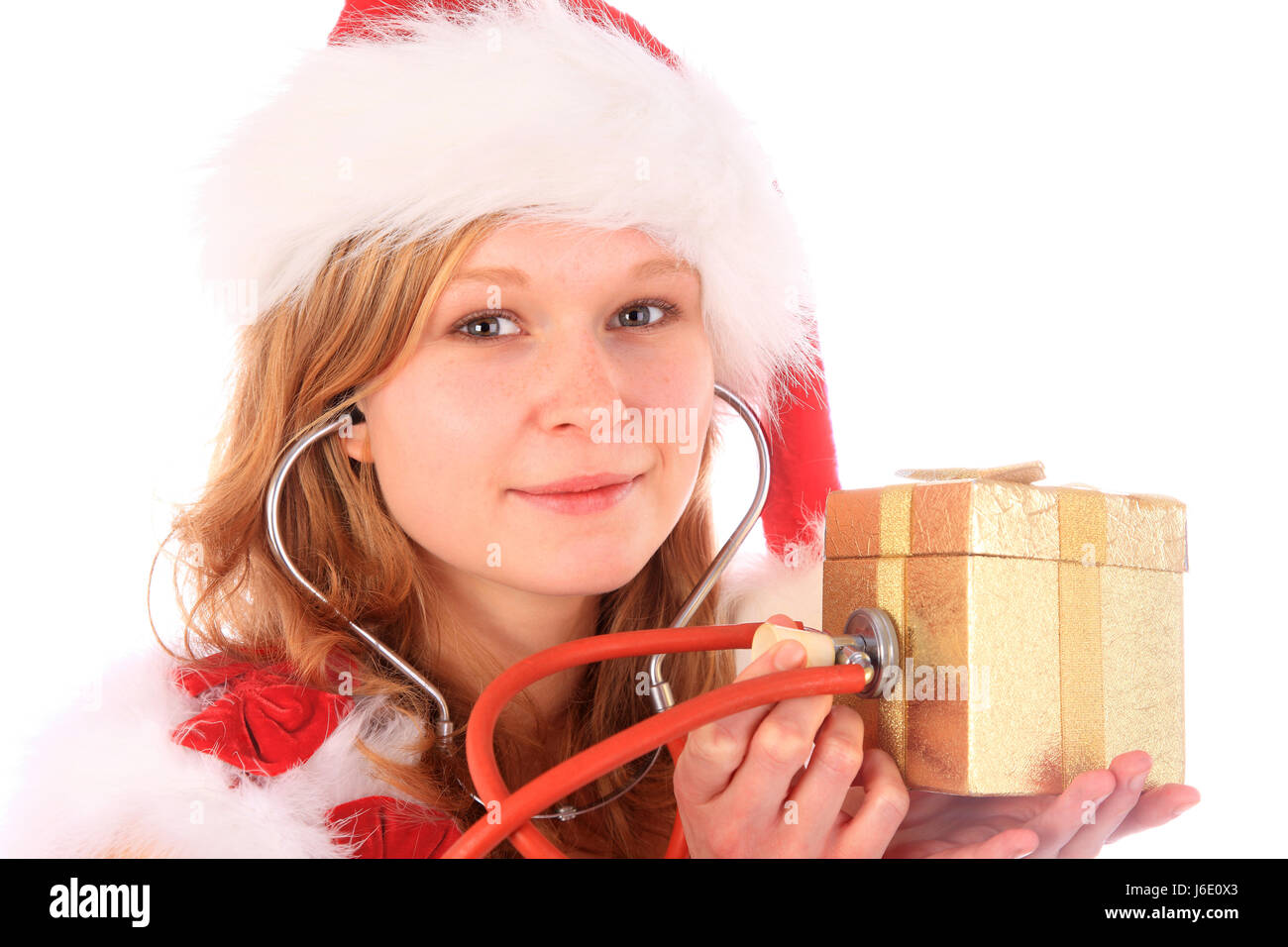 lady female gift box christmas miss sounding xmas x-mas woman laugh ...