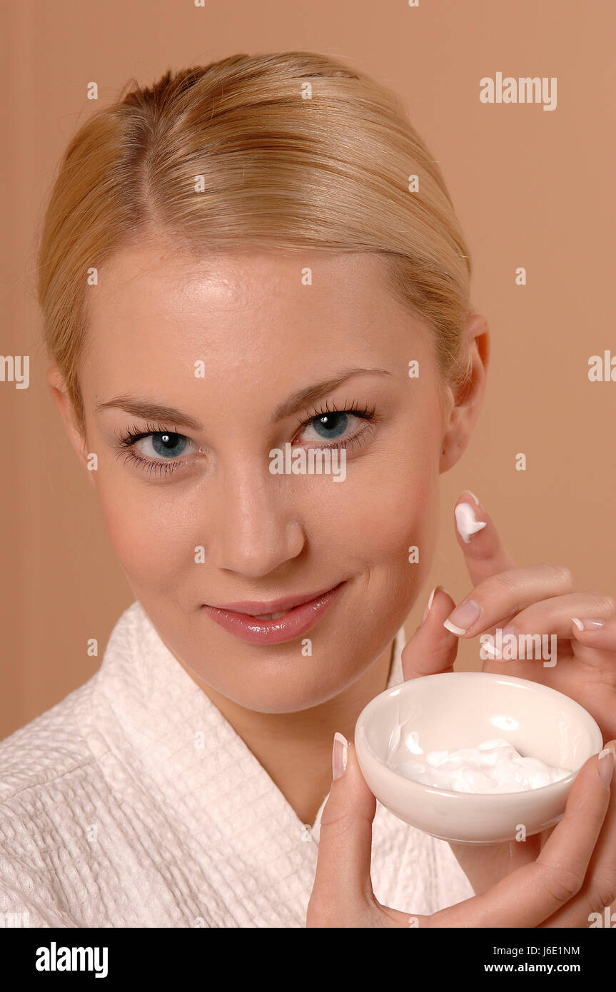 Blond hairs woman cream hi-res stock photography and images - Alamy