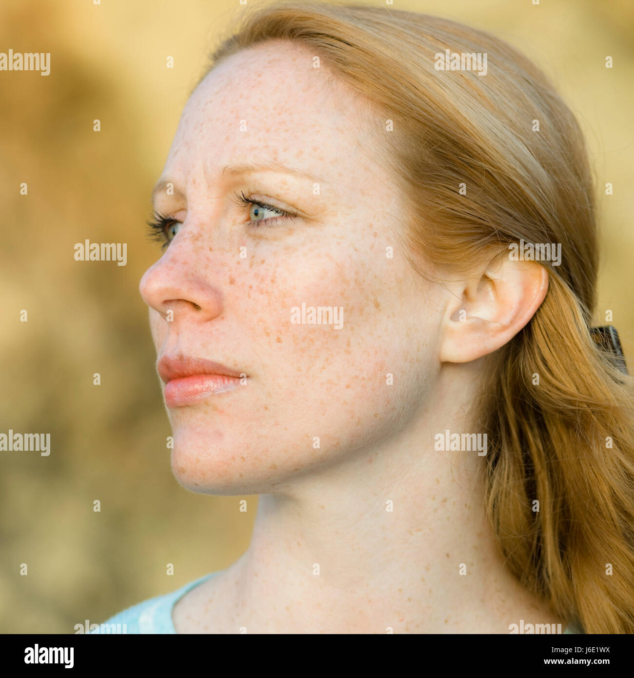 woman portrait blank european caucasian freckles redhead woman laugh ...