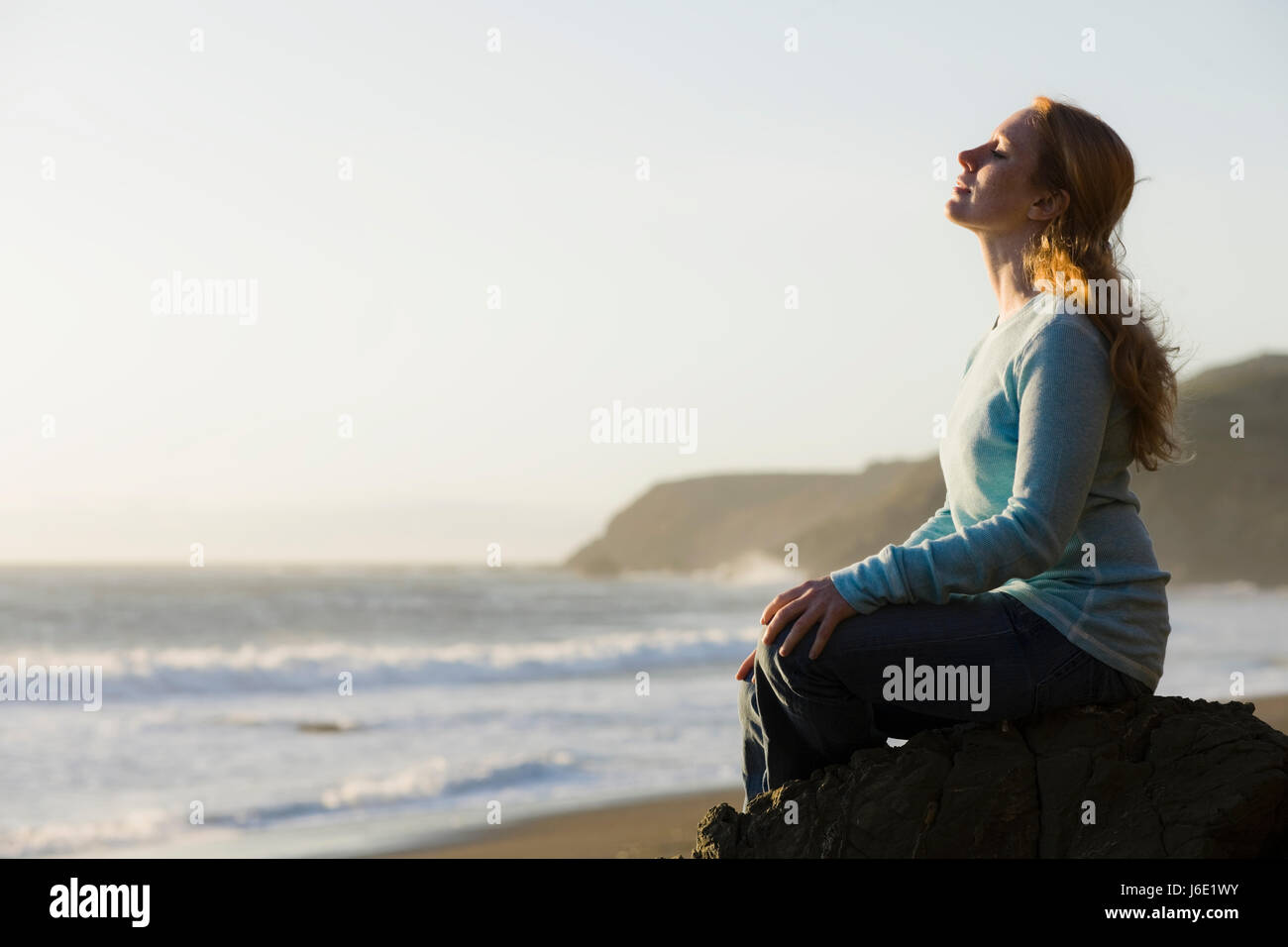 woman portrait blank european caucasian freckles redhead woman laugh ...