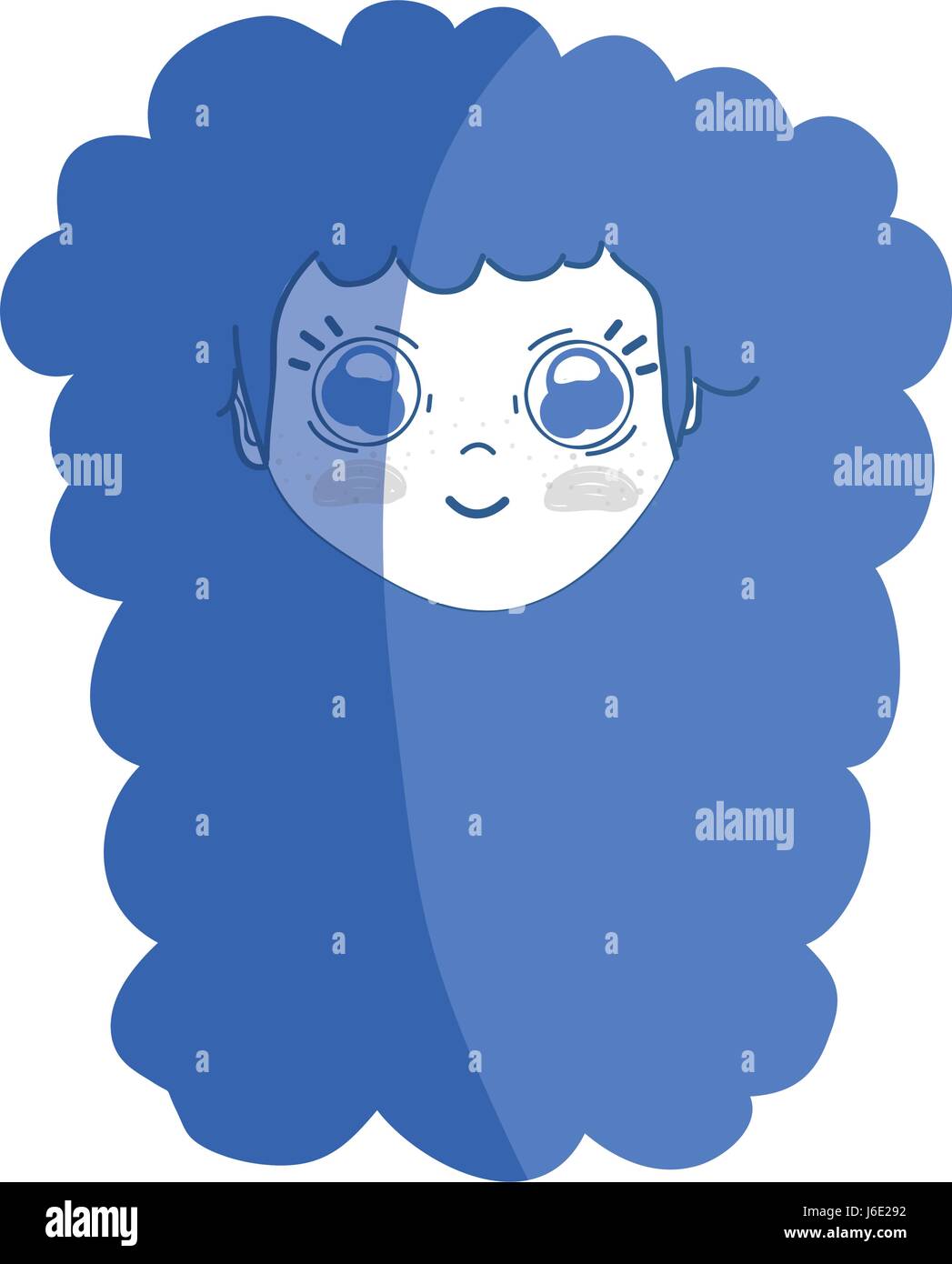 contour pretty girl face with hairstyle and expression Stock Vector ...