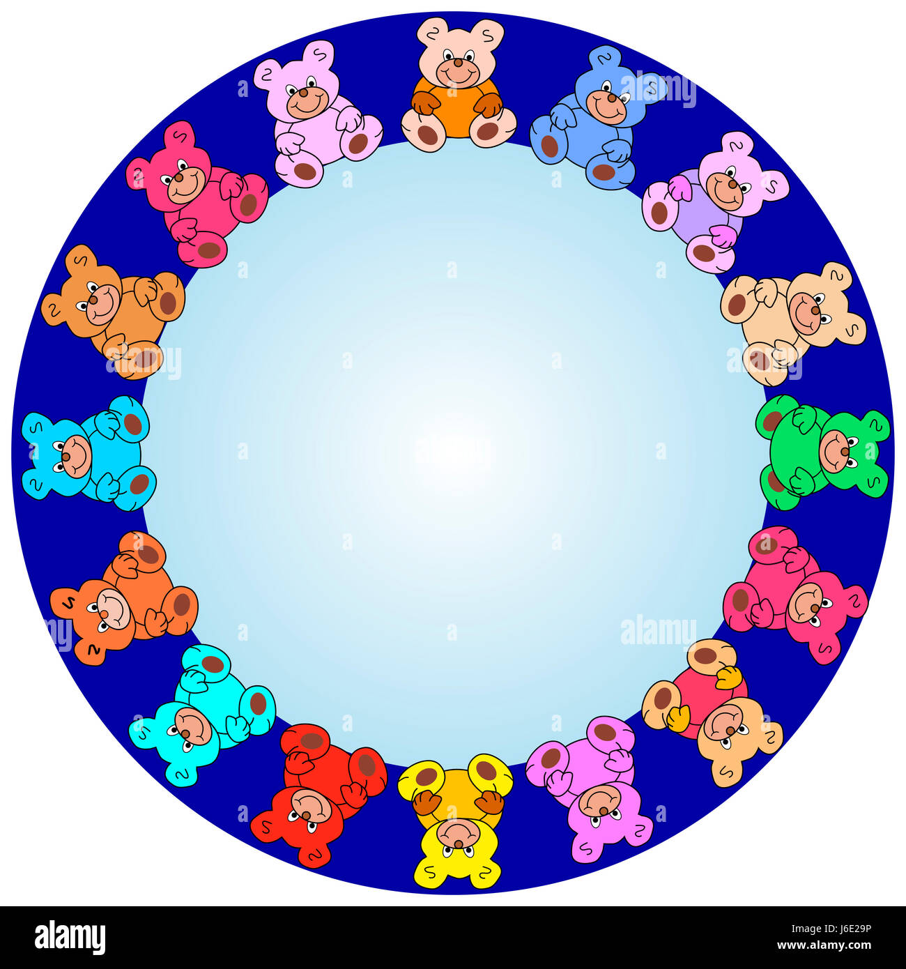 circle of colored teddy bears Stock Photo - Alamy