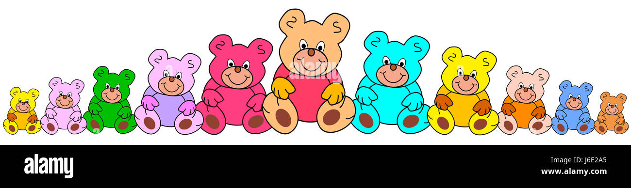 Illustration row of teddies hi-res stock photography and images - Alamy