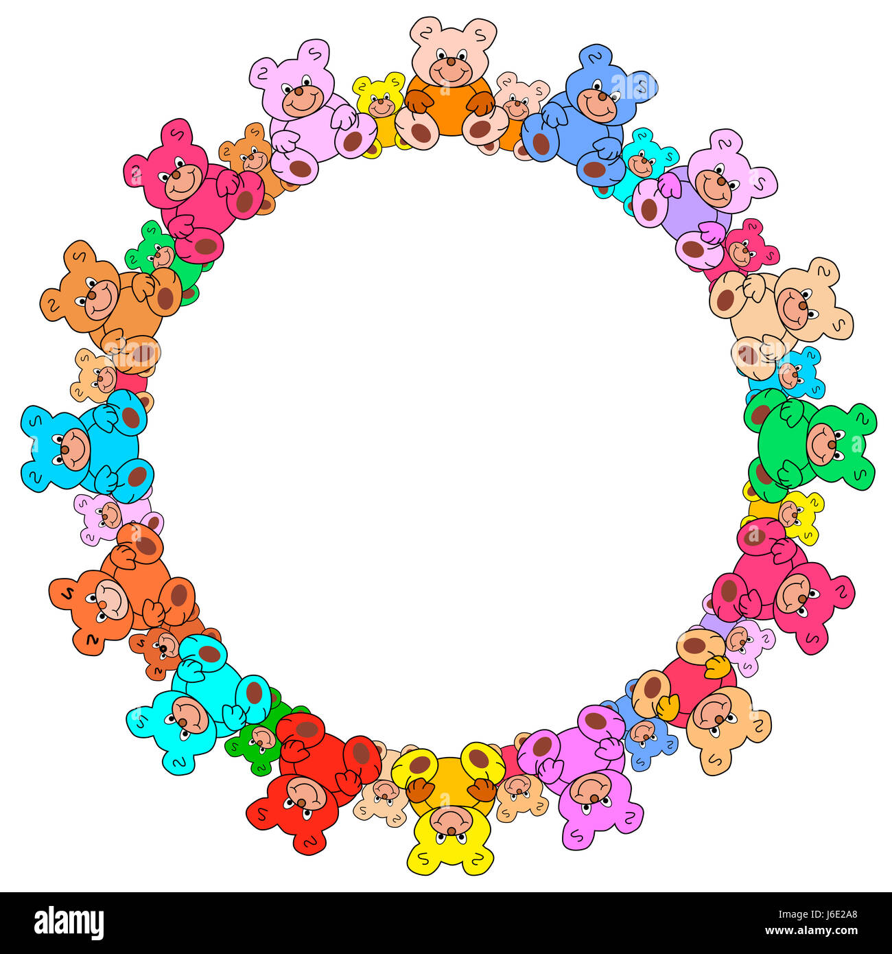 circle of colored teddy bears Stock Photo - Alamy