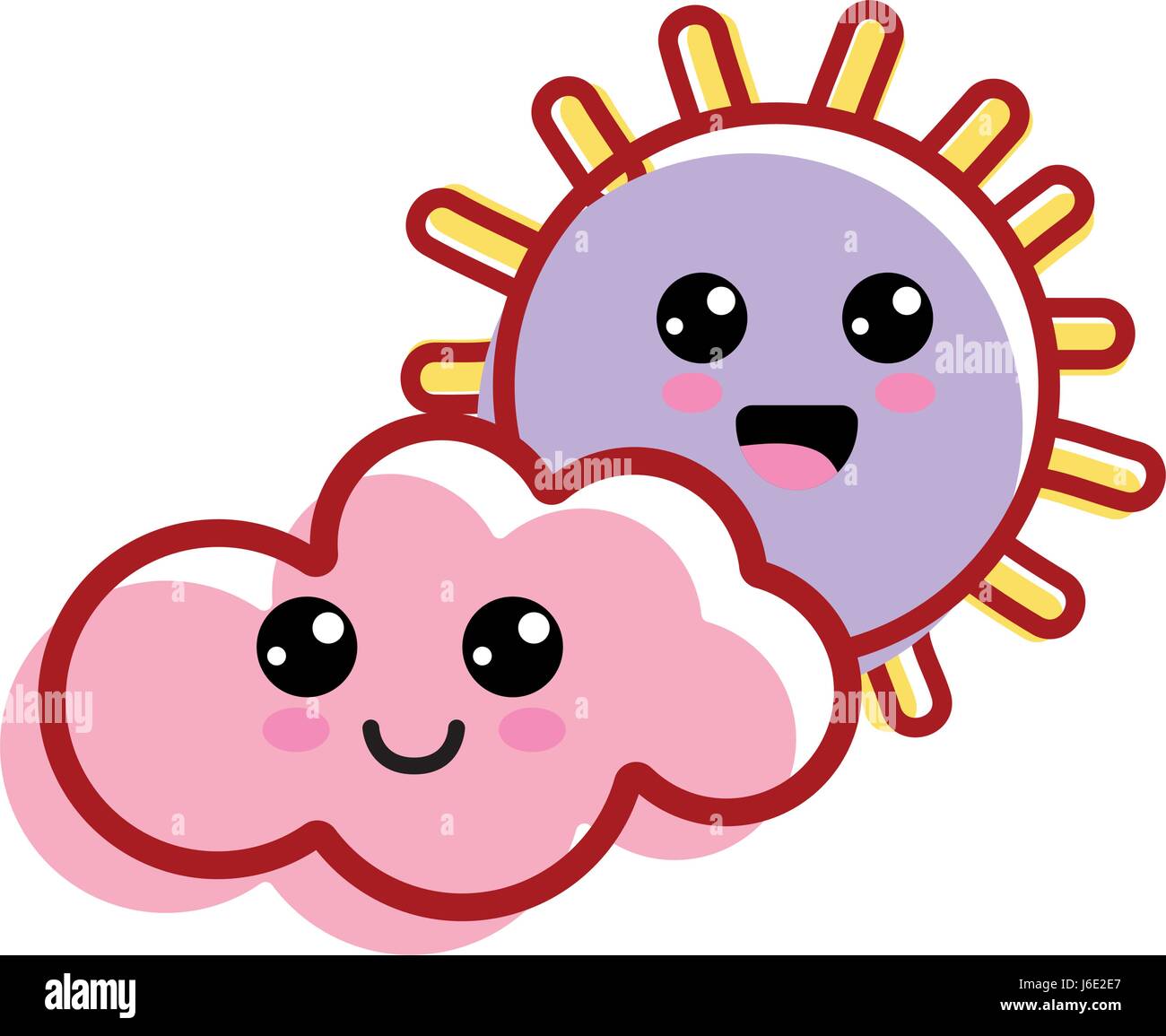 kawaii sun and cloud with cheeks and eyes Stock Vector Image & Art - Alamy