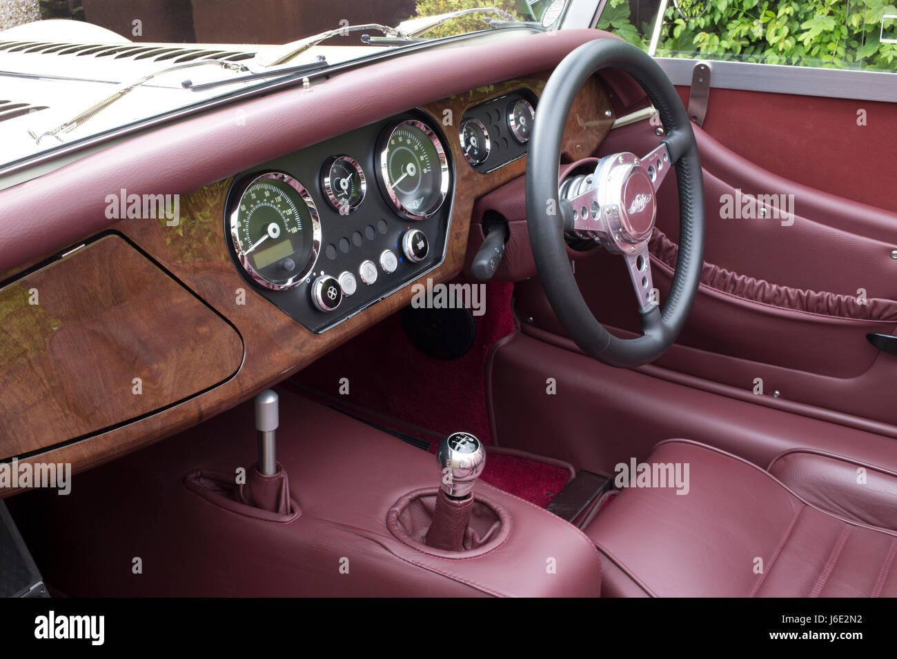 Dashboard of a Classic Morgan Sports Car photographed with a Leather ...