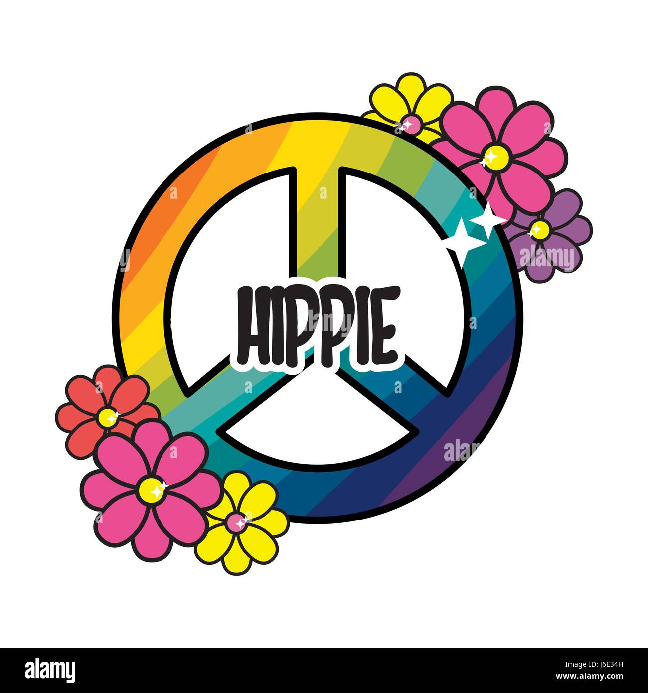 nice hippie emblem with flowers design Stock Vector Image & Art - Alamy