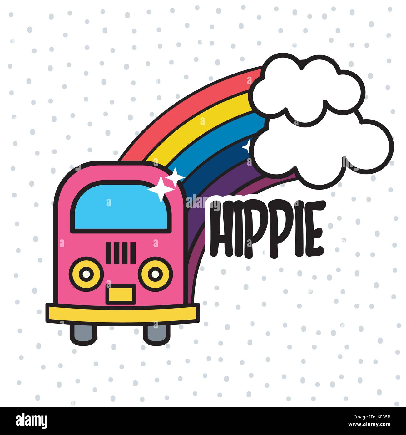 cute minibus with rainbow and clouds Stock Vector Image & Art - Alamy