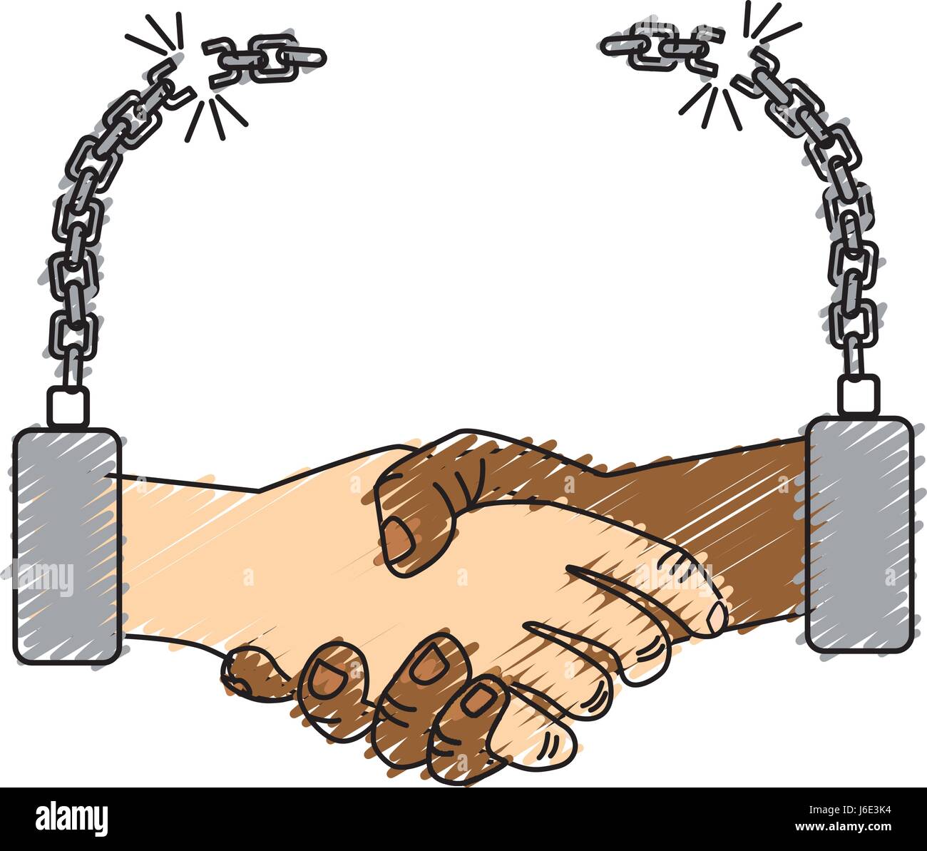 nice hands together like friendship with chains Stock Vector Image ...