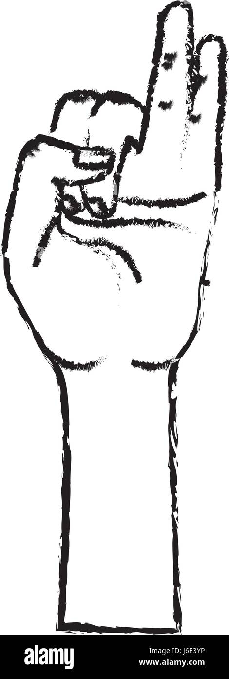 figure hand with pinky and ring finger up symbol Stock Vector Image ...