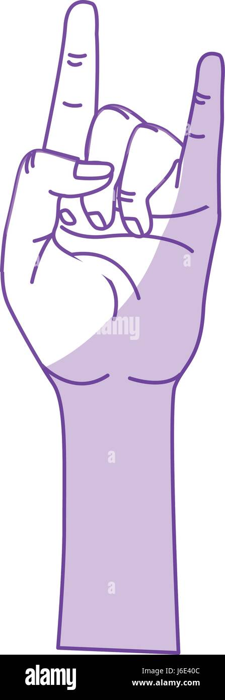 silhouette cute hand up with rock symbol Stock Vector Image & Art - Alamy