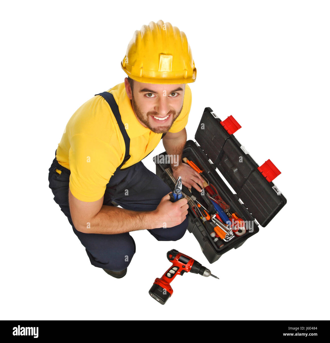 carpenter handyman man blue laugh laughs laughing twit giggle smile ...