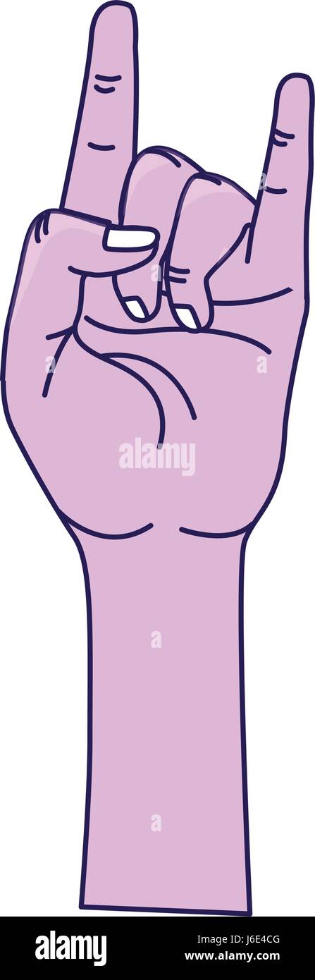 silhouette cute hand up with rock symbol Stock Vector Image & Art - Alamy