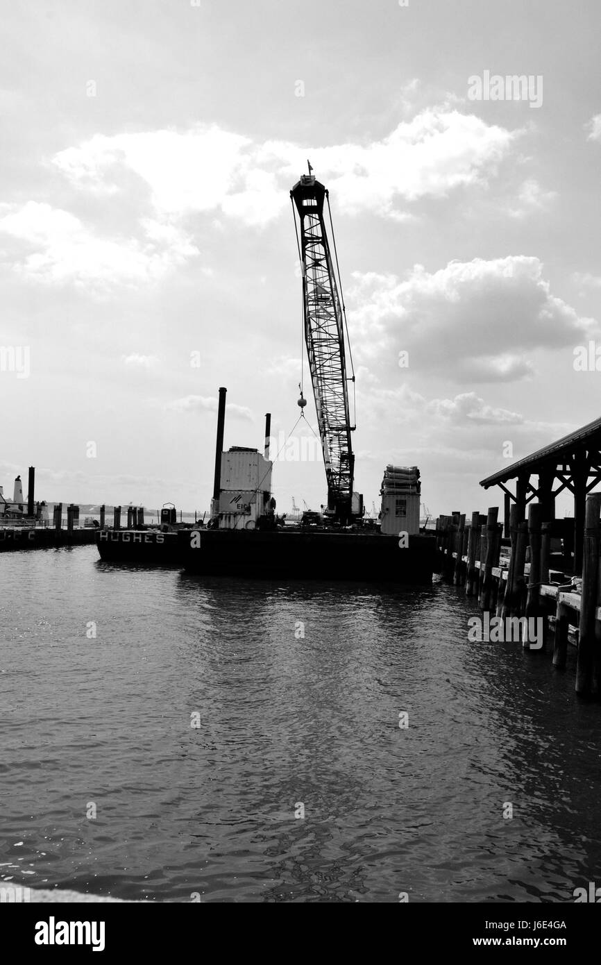 Black and White New York commercial Pier on Liberty Island, New York ...