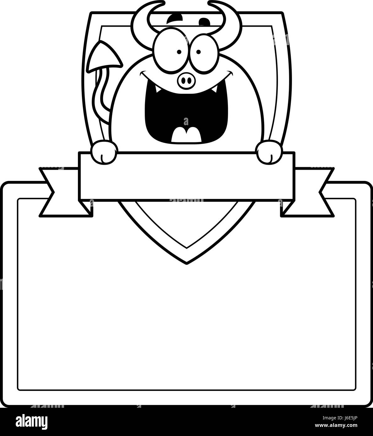 An illustration of a cartoon devil in a sign design Stock Vector Image ...