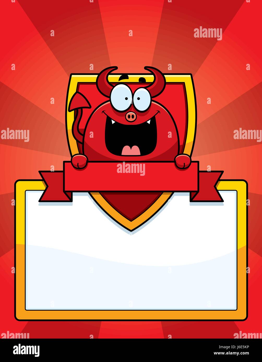 An illustration of a cartoon devil in a sign design Stock Vector Image ...