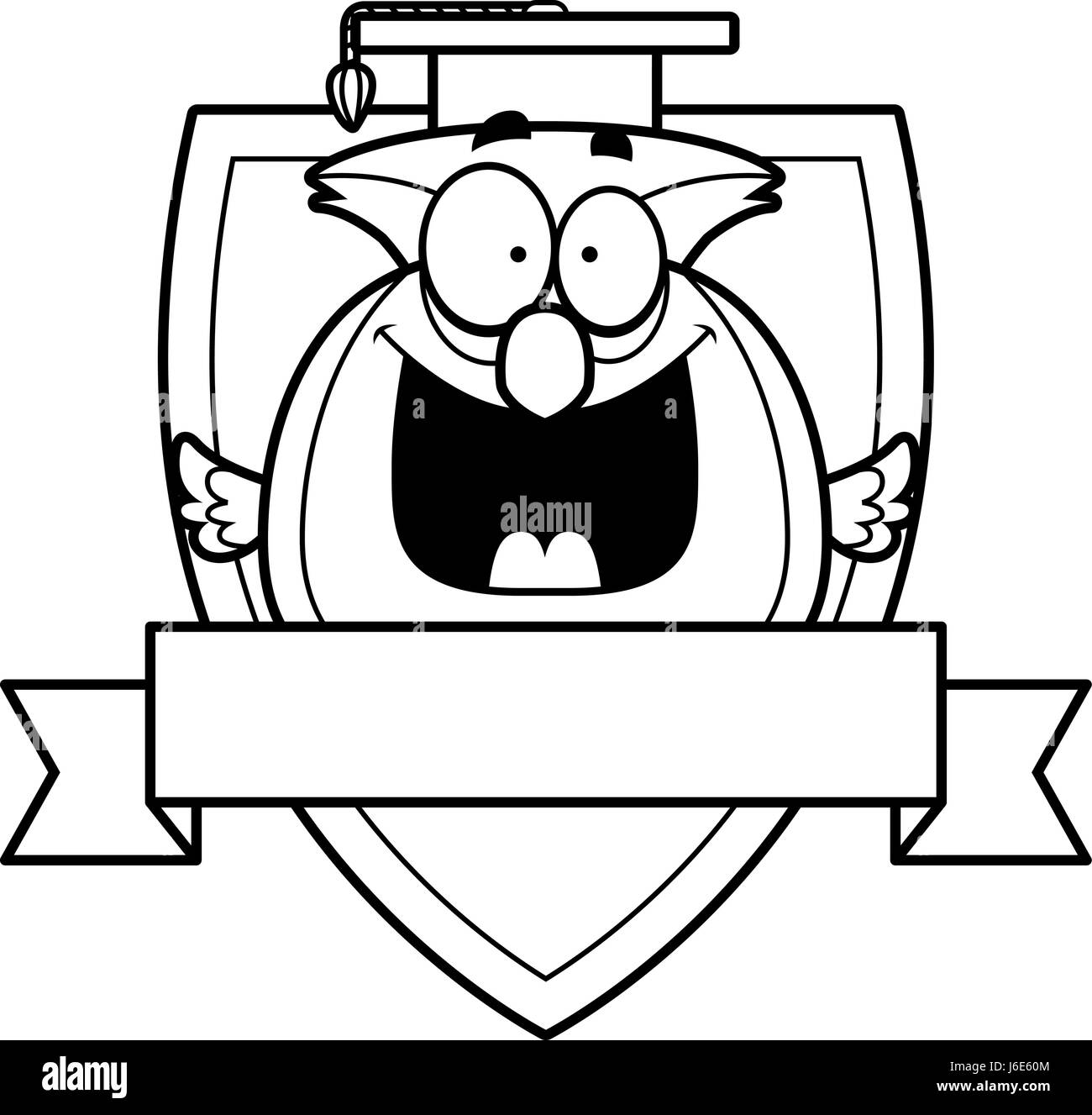 An illustration of a cartoon owl professor in a badge design Stock ...
