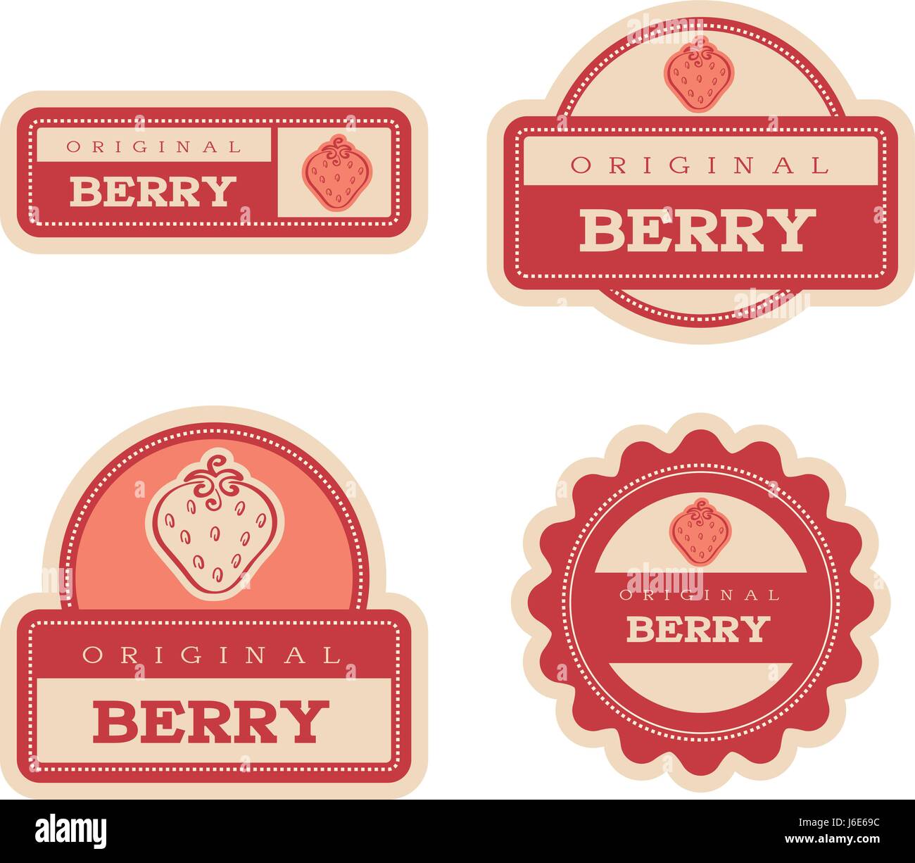 Four vintage food label designs with a strawberry theme and ...