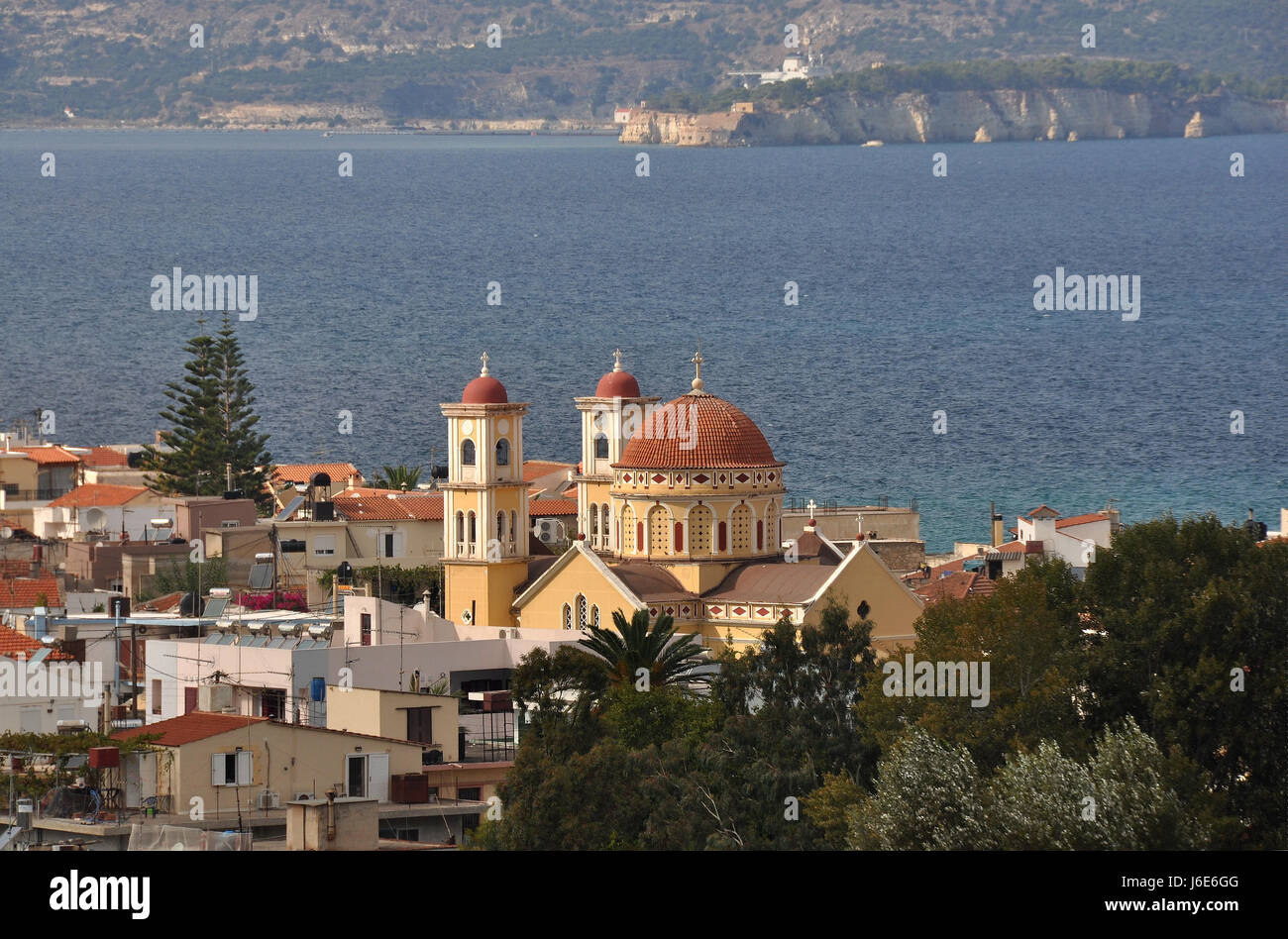 church greece coast bay orthodox salt water sea ocean water crete blue ...