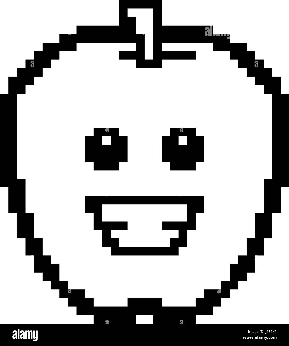 An illustration of an apple smiling in an 8-bit cartoon style Stock ...