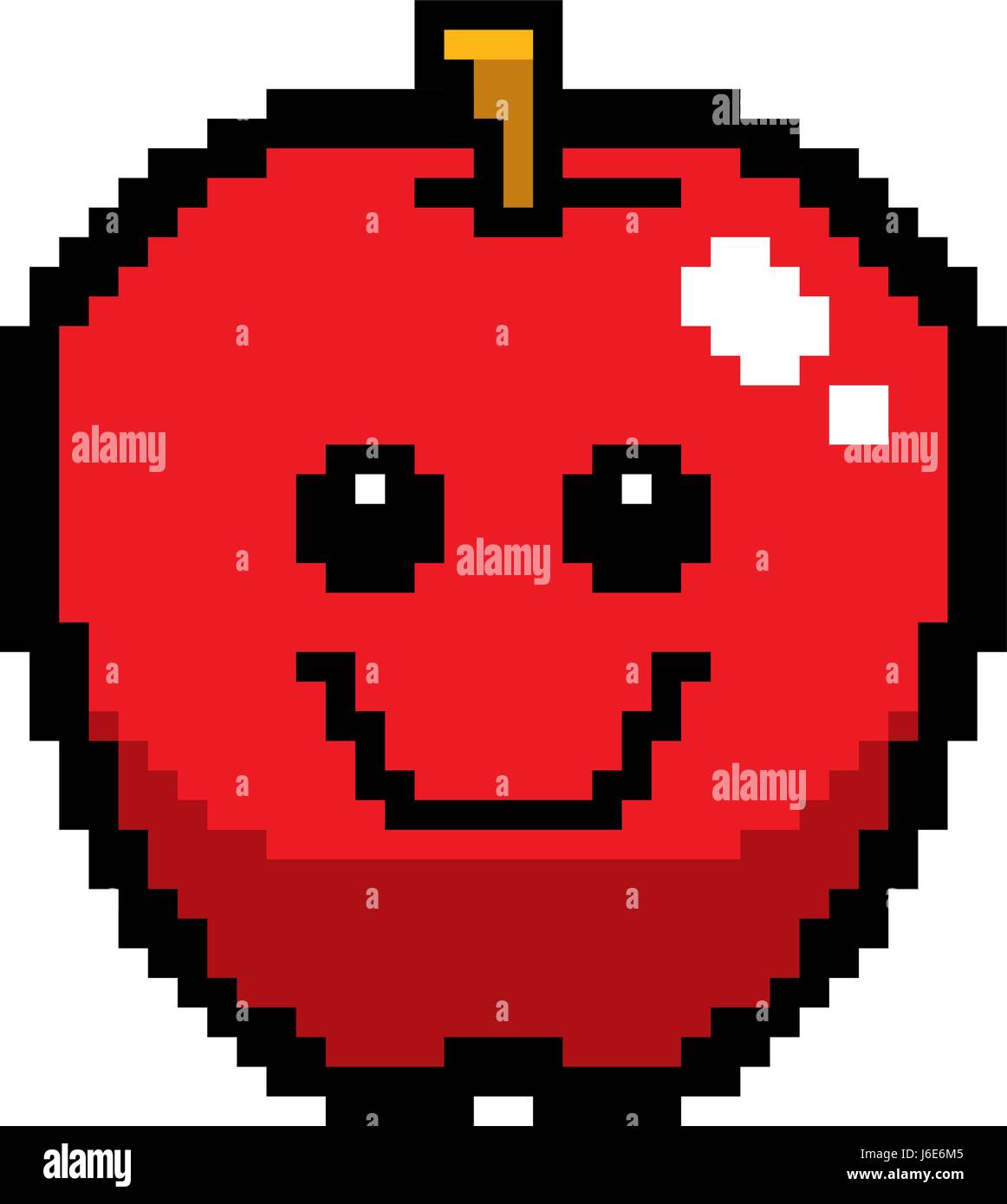 An illustration of an apple smiling in an 8-bit cartoon style Stock ...