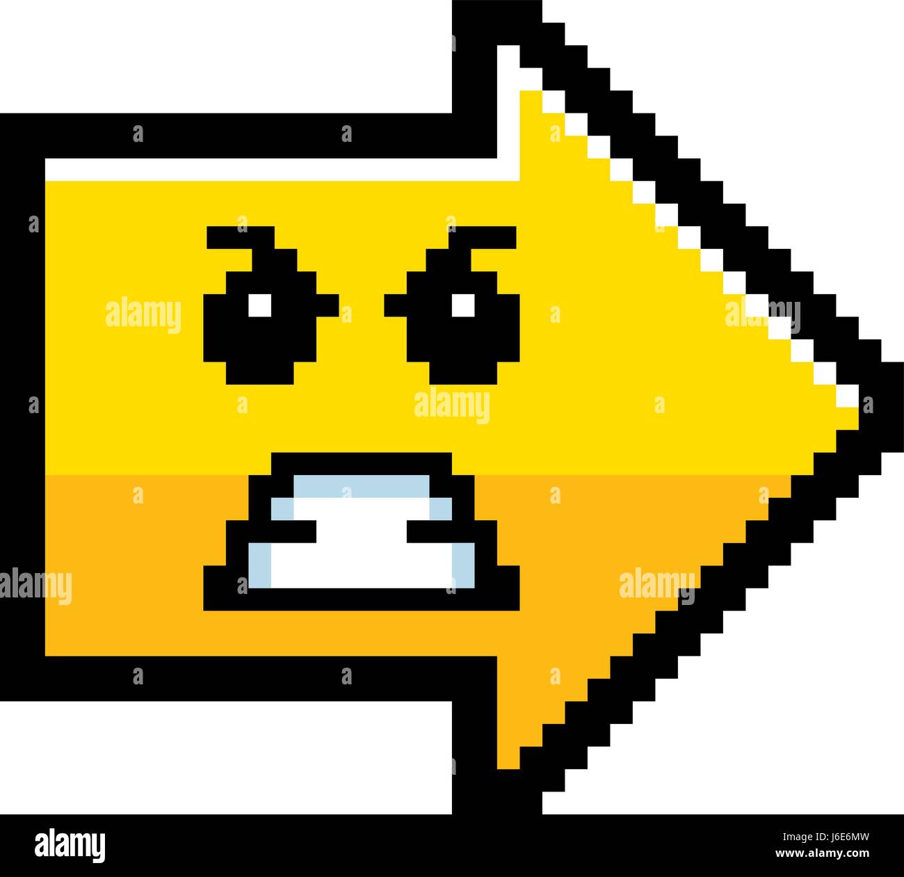 An illustration of an arrow looking angry in an 8-bit cartoon style ...
