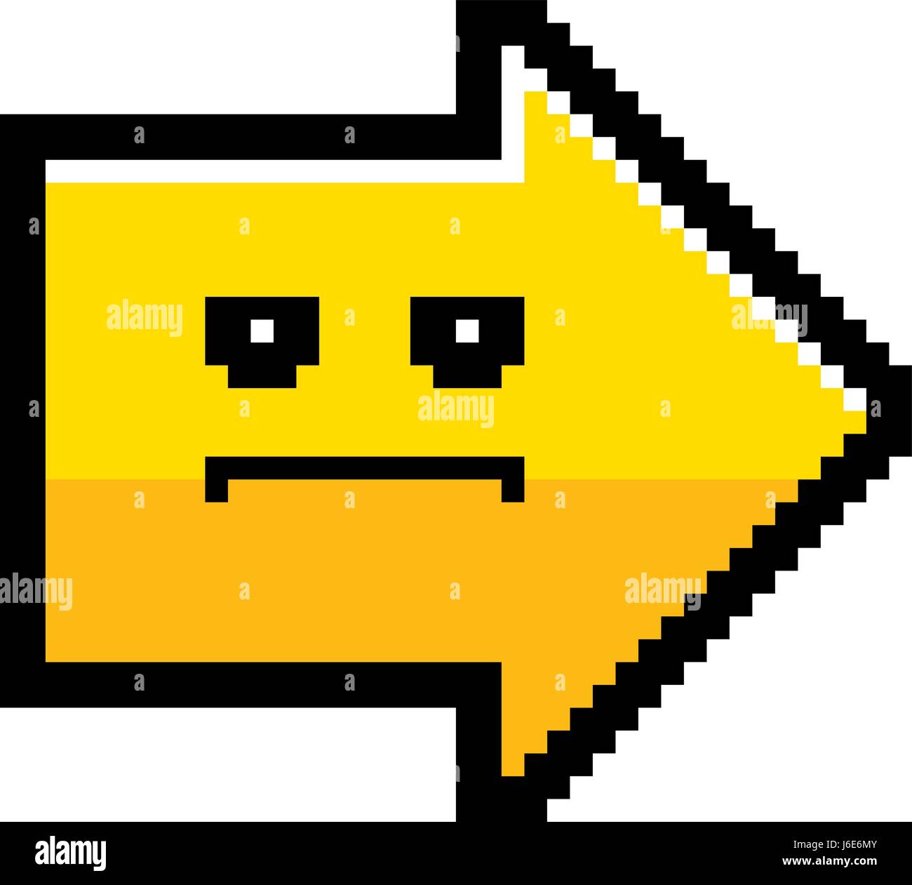 An illustration of an arrow looking serious in an 8-bit cartoon style ...