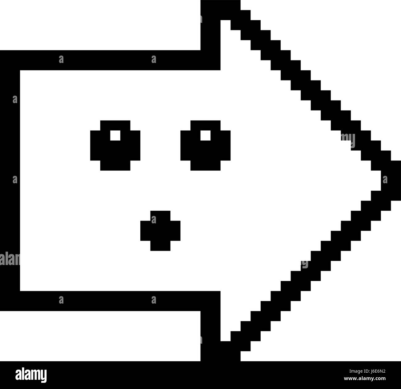 An illustration of an arrow looking surprised in an 8-bit cartoon style ...