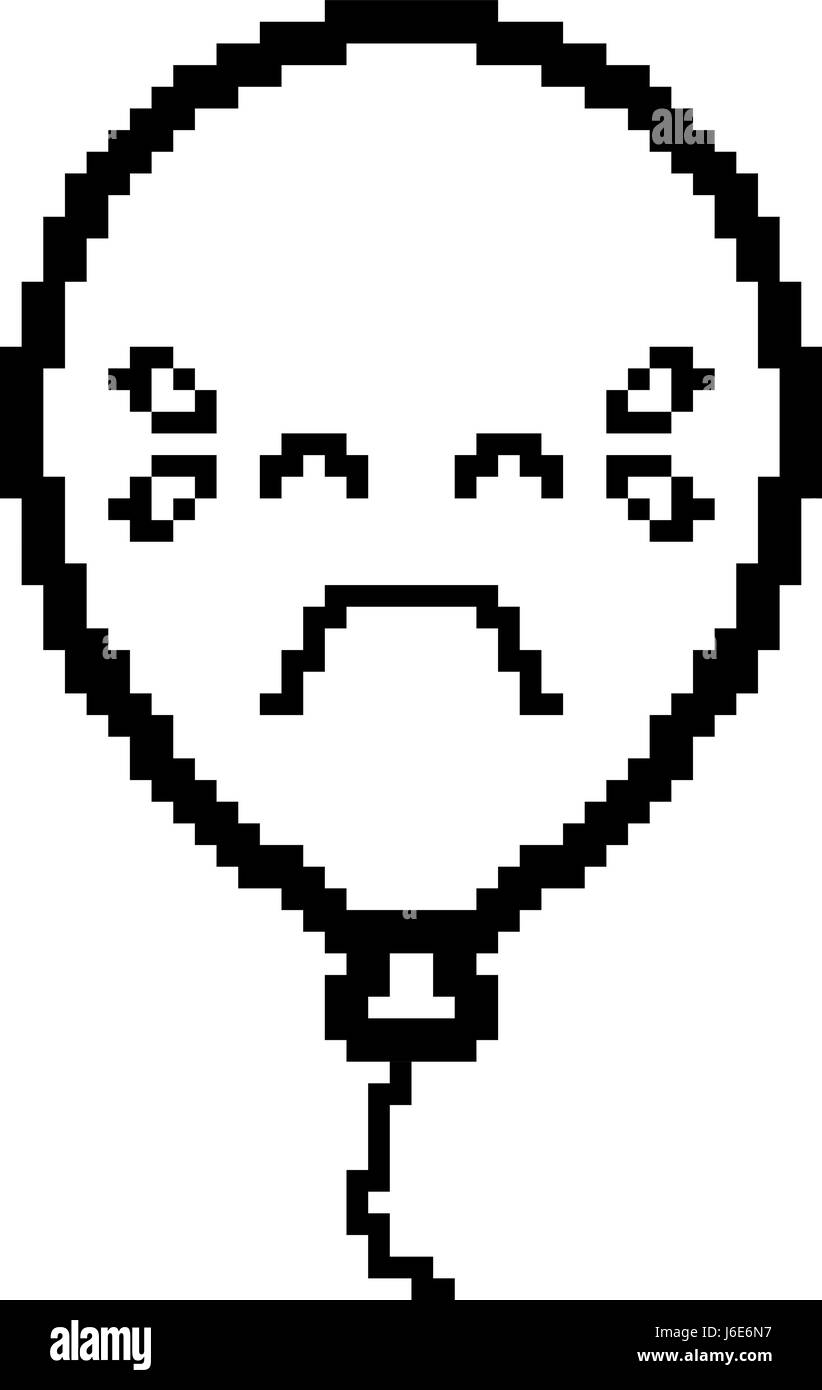 An illustration of a balloon crying in an 8-bit cartoon style Stock ...