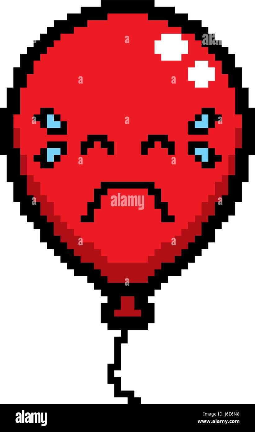 An illustration of a balloon crying in an 8-bit cartoon style Stock ...
