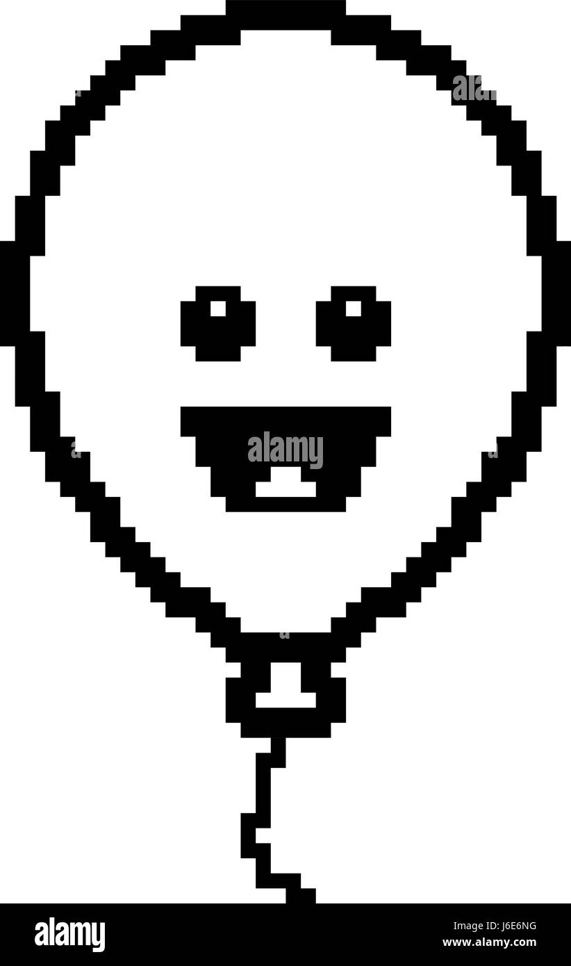 An illustration of a balloon smiling in an 8-bit cartoon style Stock ...