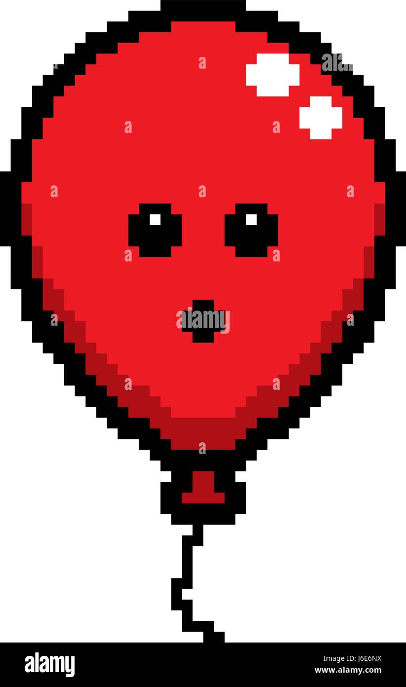 An illustration of a balloon looking surprised in an 8-bit cartoon ...