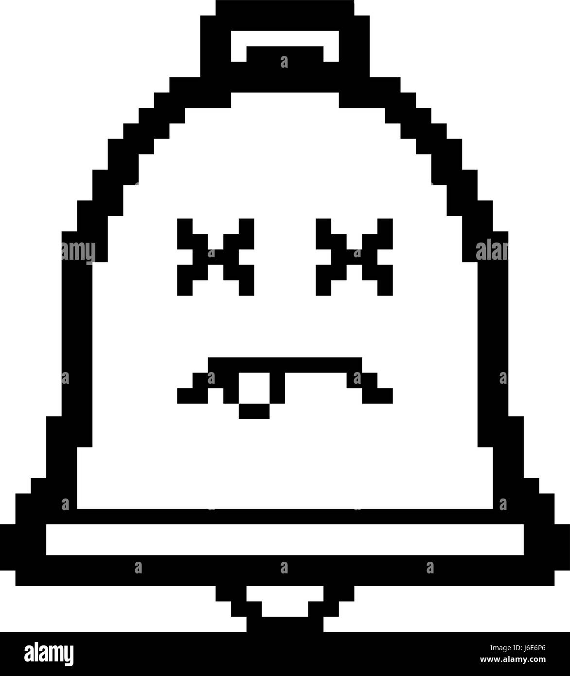 An illustration of a bell looking dead in an 8-bit cartoon style Stock ...