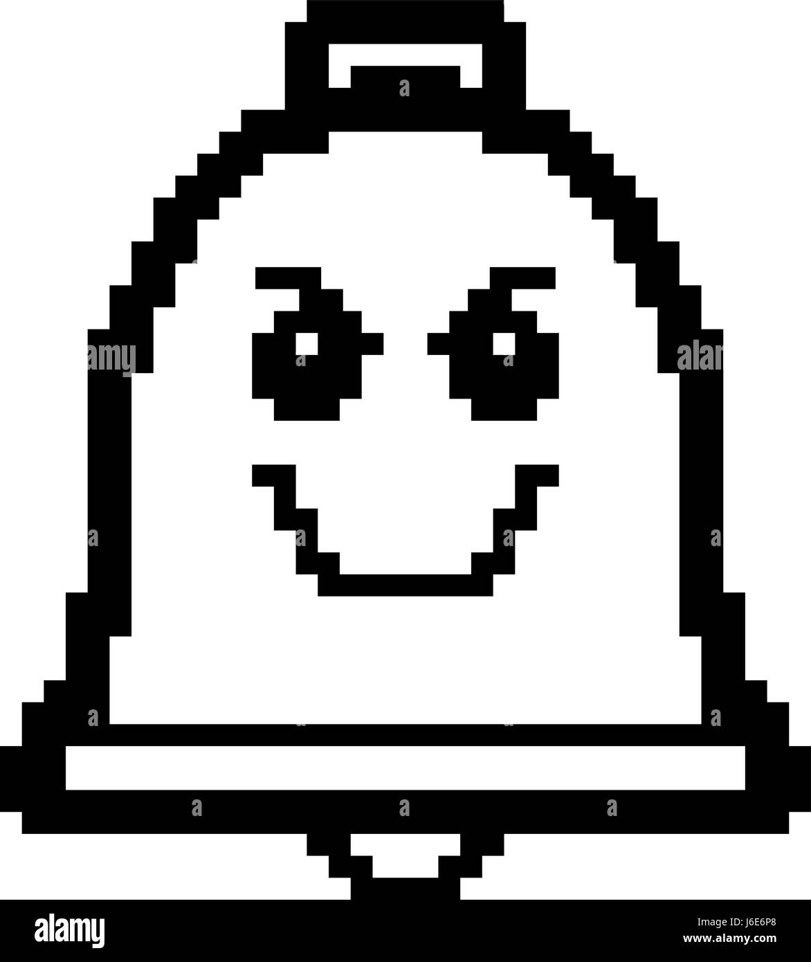 An illustration of a bell looking evil in an 8-bit cartoon style Stock ...