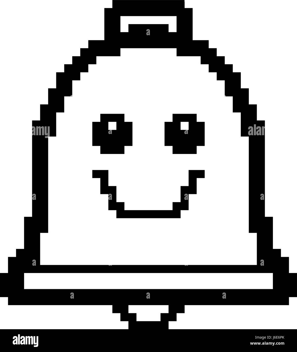 An illustration of a bell smiling in an 8-bit cartoon style Stock ...