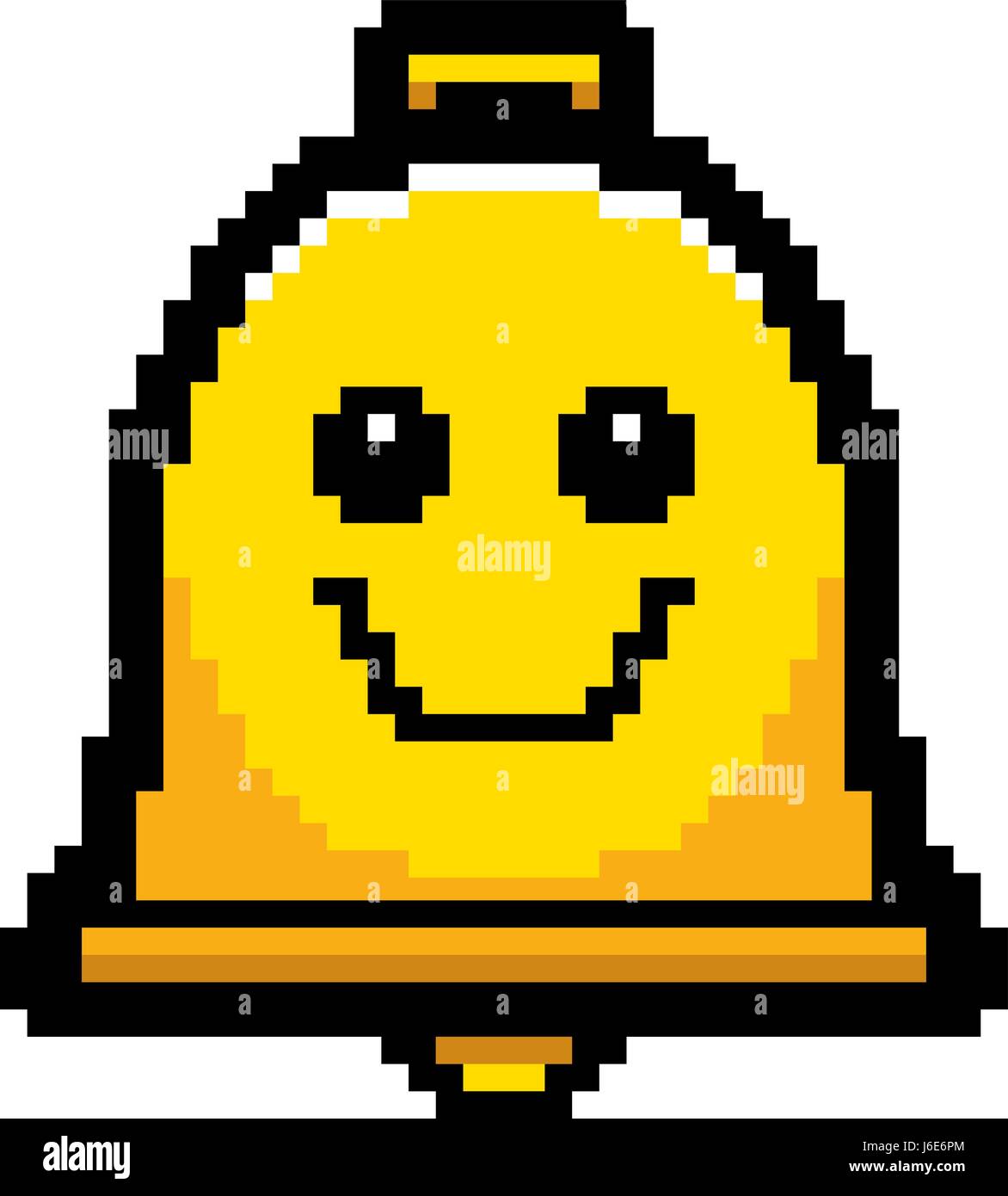An illustration of a bell smiling in an 8-bit cartoon style Stock ...