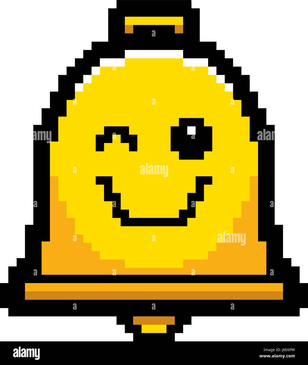 An illustration of a bell winking in an 8-bit cartoon style Stock ...
