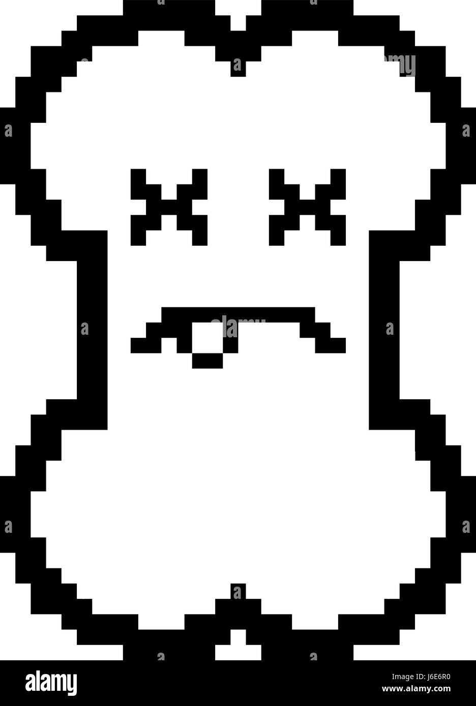 An illustration of a bone looking dead in an 8-bit cartoon style Stock ...