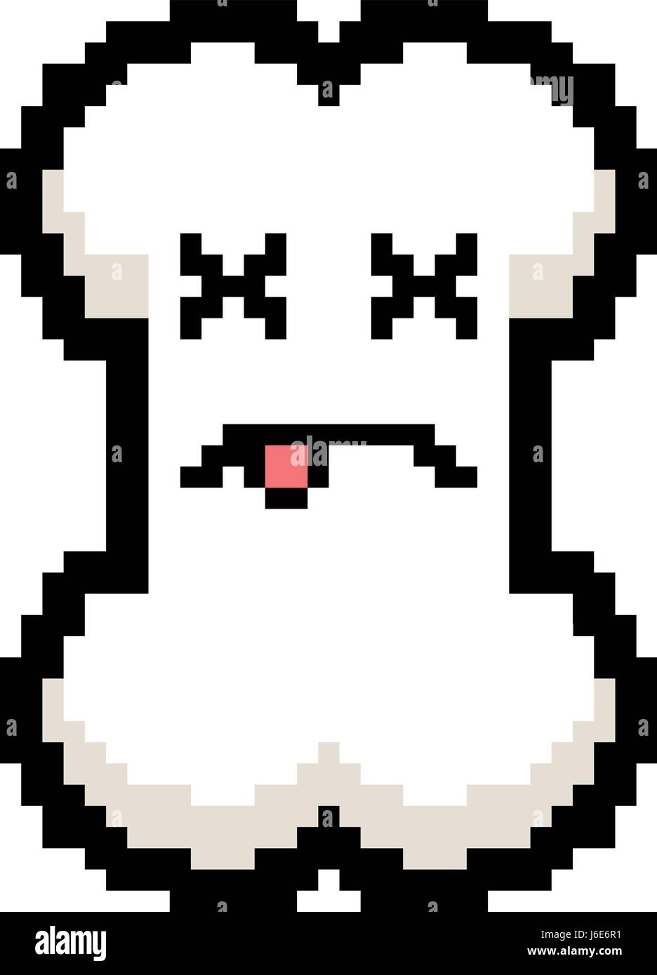 An illustration of a bone looking dead in an 8-bit cartoon style Stock ...