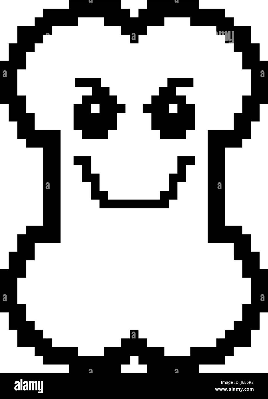 An illustration of a bone looking evil in an 8-bit cartoon style Stock ...