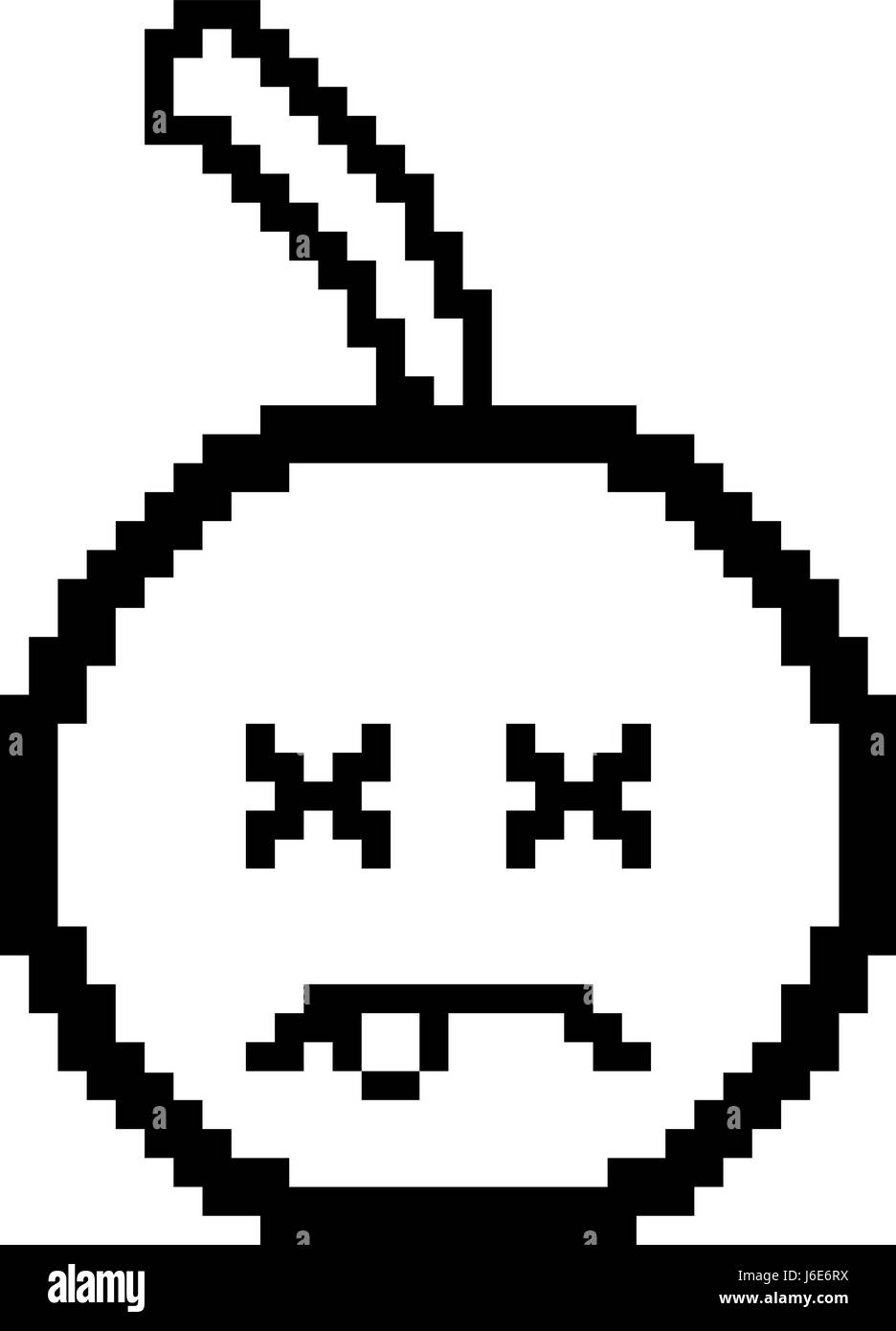 An illustration of a cherry looking dead in an 8-bit cartoon style ...