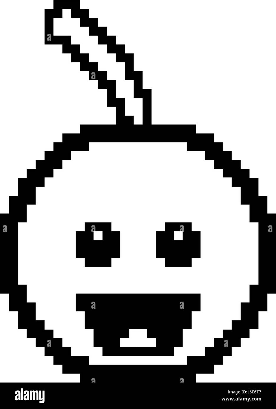 An illustration of a cherry smiling in an 8-bit cartoon style Stock ...